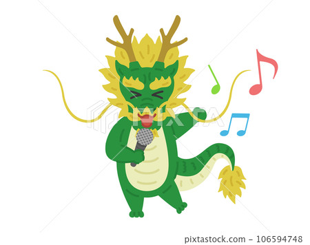 Illustration of a dragon character singing karaoke - Stock Illustration ...
