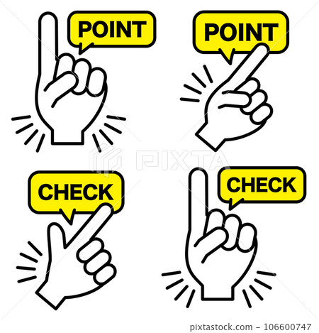 Pointing hand sign point and check icon line... - Stock Illustration ...