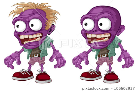 Purple Zombie Cartoon Character: A Vector...-插圖素材 [106602937] - PIXTA圖庫