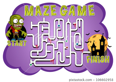 Halloween Zombie Maze Game Template-插圖素材 [106602958] - PIXTA圖庫