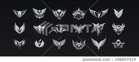 Wing emblem set, elegant and dynamic logo... - Stock Illustration ...
