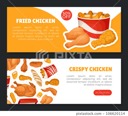 Crispy Fried Chicken Food Banner Design Vector... - Stock Illustration ...