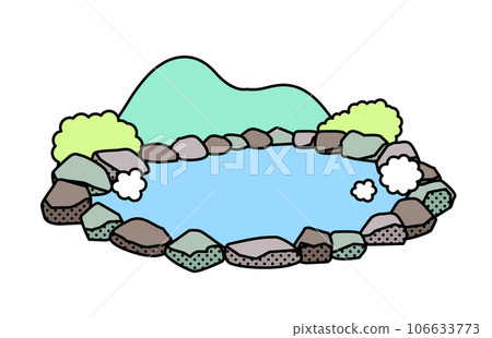 Simple illustration, hot spring trip, open-air... - Stock Illustration ...