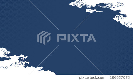 Navy blue Japanese style cloud design background - Stock Illustration ...