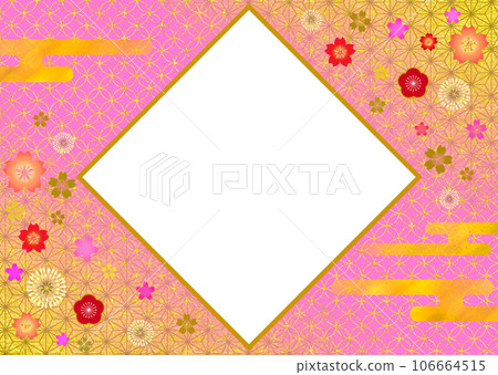 Japanese pattern and flower pattern rhombus... - Stock Illustration ...