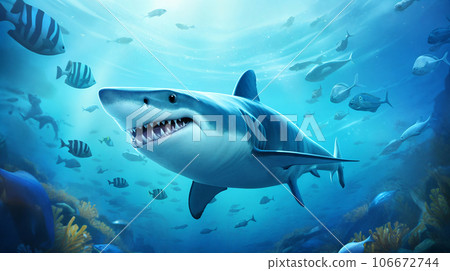 Environment Cartoon Shark The Brave Hammerhead Shark