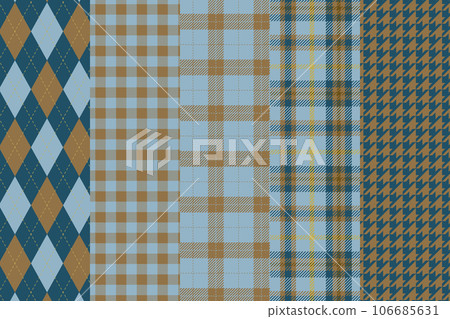 Calm blue pattern set of 5 types - Stock Illustration [106685631] - PIXTA