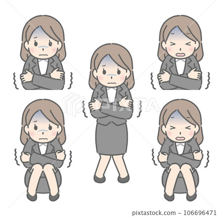 Shivering young woman (suit) - Stock Illustration [106696471] - PIXTA