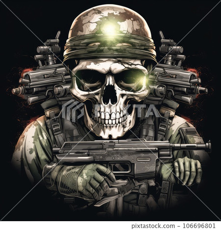 military t shirt logo skull night vision... - Stock Illustration ...