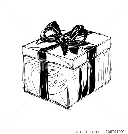 Hand drawn sketch of gift box. Vector... - Stock Illustration ...