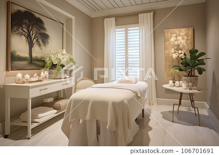 Clean and beautiful aesthetic salon interior... - Stock Illustration ...