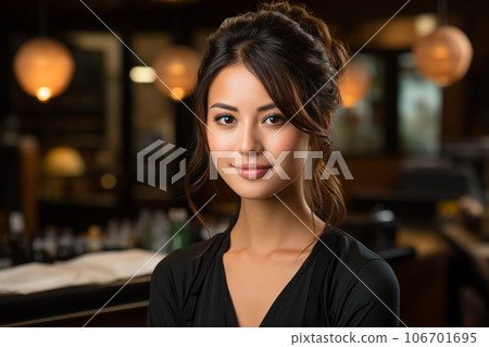 Japanese female esthetician working at a beauty... - Stock Illustration ...