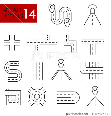 Road icon set. Road sections of different... - Stock Illustration ...