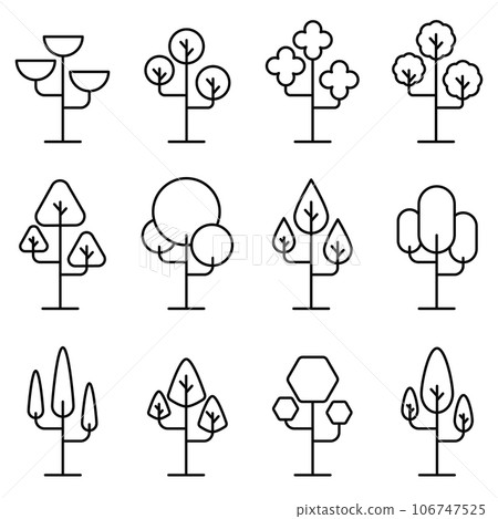 Tree Vector Line Icon Set. Naturally beautiful... - Stock Illustration ...