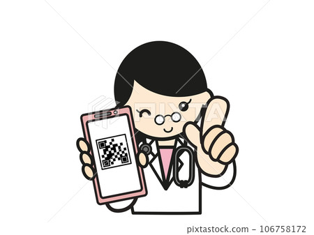 Female doctor recommending QR code - Stock Illustration [106758172] - PIXTA