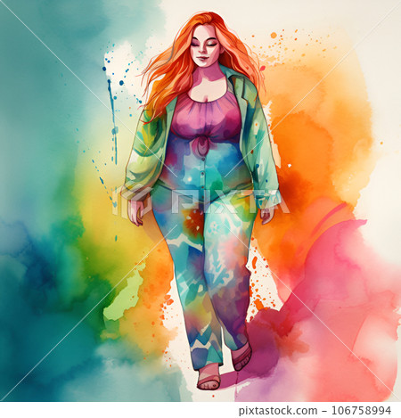 Plus size woman. Body positive movement concept - Stock Illustration ...