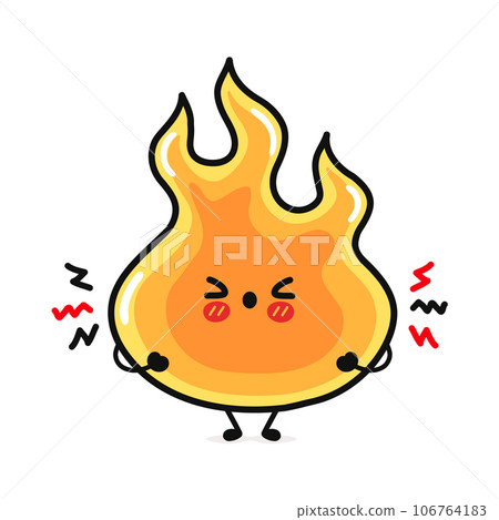 Angry Fire character. Vector hand drawn cartoon...-插圖素材 [106764183 ...