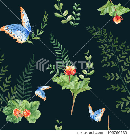 Seamless watercolor pattern with cloudberry... - Stock Illustration ...