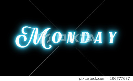 Monday Neon Text Sign On Black Background. Blue... - Stock Illustration ...