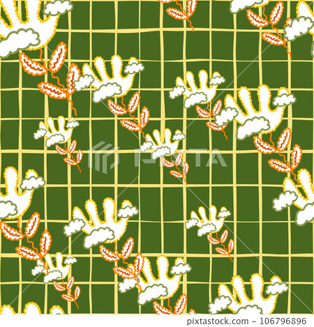 Cute unusual flower and cloud seamless pattern.... - Stock Illustration ...