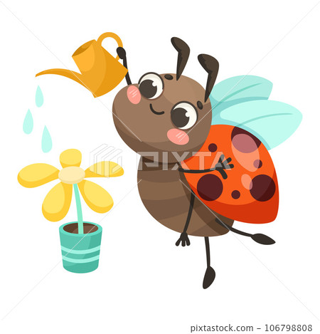 Cute Ladybug Character with Spotted Wings... - Stock Illustration ...