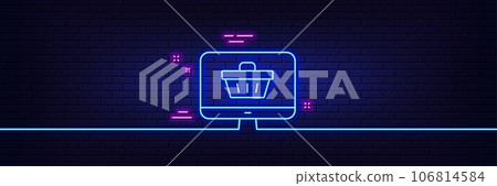 Neon light glow effect. Online Shopping cart... - Stock Illustration ...
