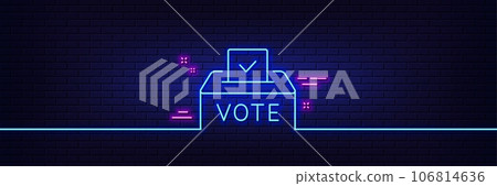 Neon light glow effect. Vote box line icon.... - Stock Illustration ...
