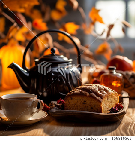 Autumn tea time AI image - Stock Illustration [106816565] - PIXTA