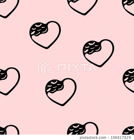 Hand Drawn Seamless Patterns with Hearts in... - Stock Illustration ...
