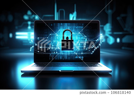 Laptop with digital padlock. - Stock Illustration [106818140] - PIXTA