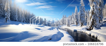 Crisp winter day photo realistic illustration -... - Stock Illustration ...