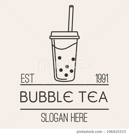 Vector illustration MILK TEA cup icon on beige... - Stock Illustration ...