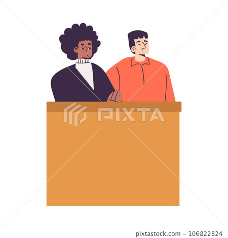 Litigation with Man and Woman at Tribune at... - Stock Illustration ...