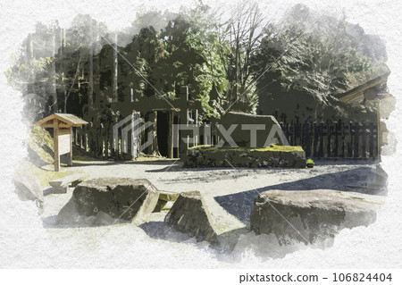 Watercolor style Haga Castle Historical Park... - Stock Illustration ...
