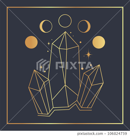 Crystal and stars with moon phases esoteric... - Stock Illustration ...
