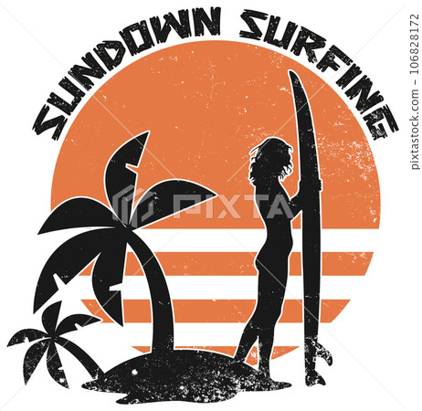 Retro Surfing - Vintage Summer Surfer Graphic - Stock Illustration ...