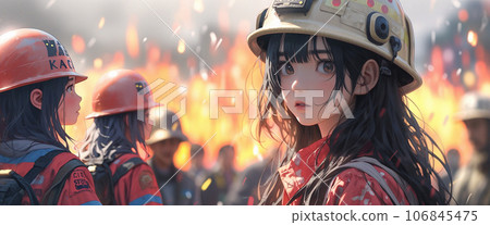 Japanese female firefighter - Stock Illustration [106845475] - PIXTA