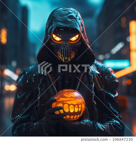 Scary Cyberpunk Horror Halloween Monster-插圖素材 [106847230] - PIXTA圖庫
