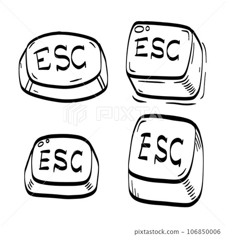 Esc Button Icon. Hand drawn Control key. Simple...-插圖素材 [106850006 ...