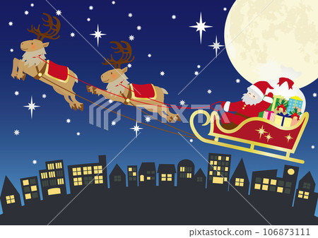Santa Sleigh Flying Drawing