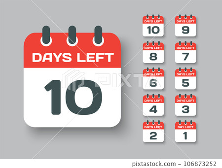 Countdown daily page calendar icon - 10 days left - Stock Illustration ...