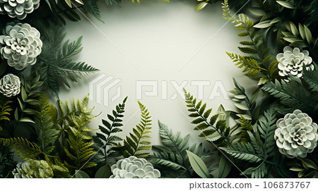 Elegant Fern Leaf Square Frame Illustration... - Stock Illustration ...