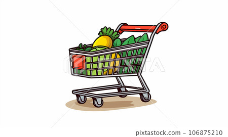 hand drawn cartoon shopping cart illustration - Stock Illustration ...