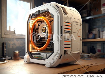 modern gaming pc case of space style,... - Stock Illustration ...