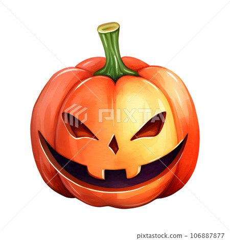 Funny Halloween pumpkins clip art watercolor... - Stock Illustration ...