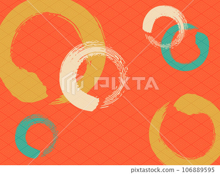 以書法圈（maru、enso）為特色的日式背景材料。矢量圖。-插圖素材 [106889595] - PIXTA圖庫