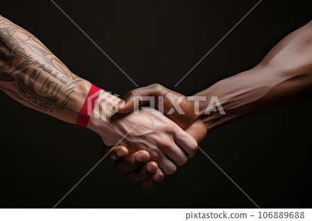 Two Muscle Men Handshake