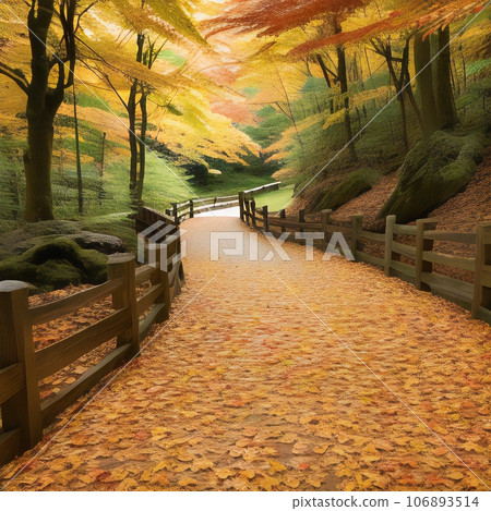 I drew a landscape with autumn leaves using... - Stock Illustration ...