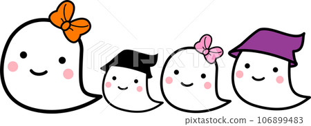 Halloween 4 cute ghosts 4 - Stock Illustration [106899483] - PIXTA