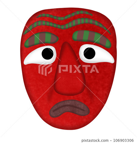 red wooden mask isolated on white background-插圖素材 [106903306] - PIXTA圖庫
